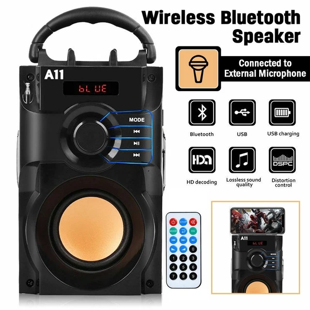 WIRELESS BLUETOOTH PORTABLE Outdoor Party Speaker Subwoofer FM Radio ...