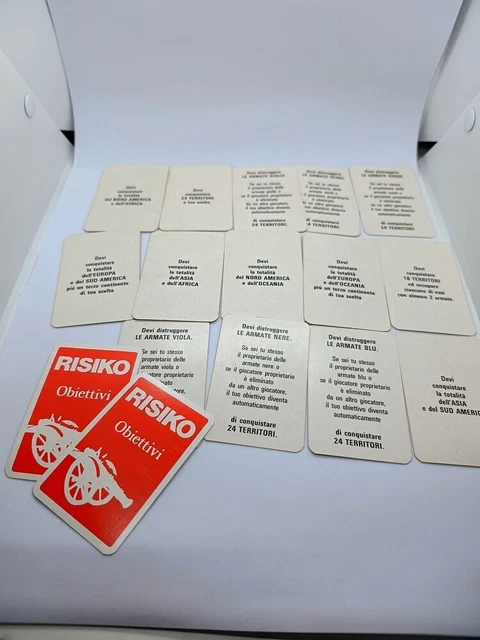 CARTE OBIETTIVI RISIKO prima versione rosse 2 carte jolly bianche ...