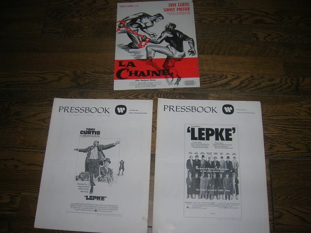 LOT DE 3 press books Tony Curtis - LEPKE - LA CHAINE - Sidney Poitier ...
