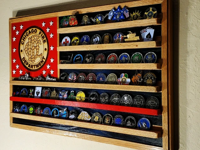 CHICAGO ILLINOIS FIRE Department Challenge Coin Display Flag 36x20 (F-1 ...