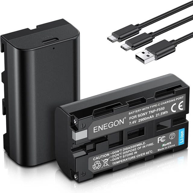 ENEGON NP-F550 USB C Batterie di ricambio ricarica diretta 2900 mAh (2 confezioni) Sony EUR 23 ...