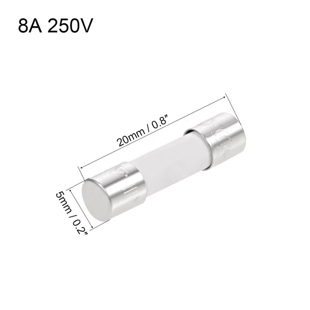 CARTRIDGE FUSES 8A 250V 5x20mm Slow Blow Audio Alarm Amplifier Ceramic ...