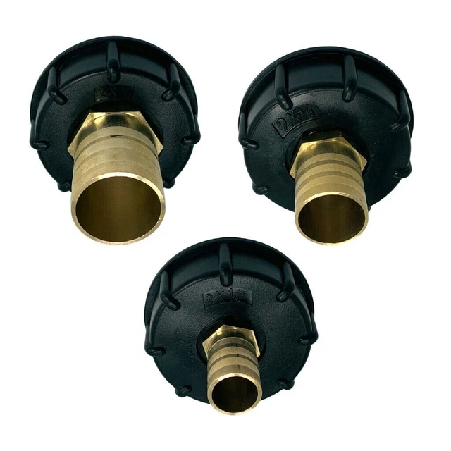 IBC 1000L WATER Tank Connectors Connector 1/2 3/4 1 Brass Hose Adapter ...