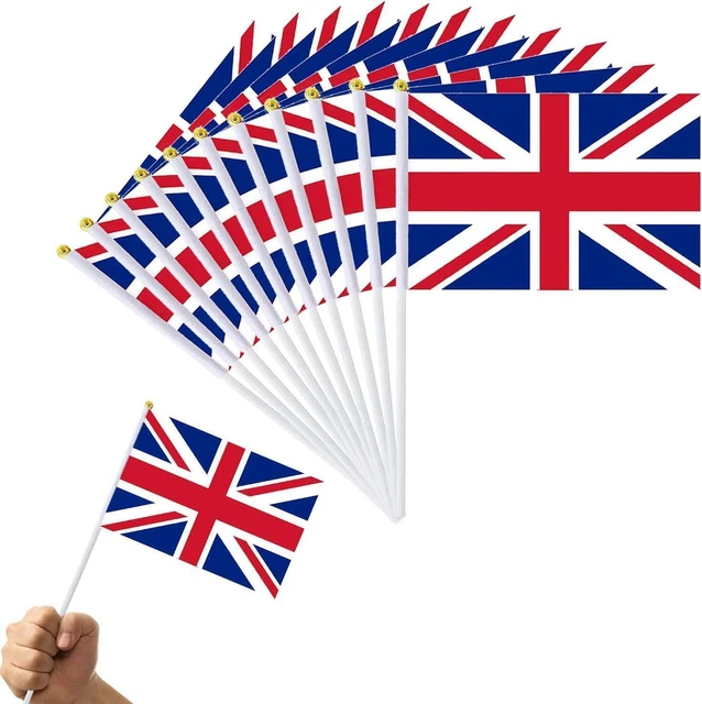 50 UNION JACK Hand Flag King Charles Coronation Party Supplies ...