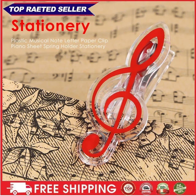 PLASTIC MUSICAL NOTE Letter Paper Clip Piano Sheet Holders (Red) £5.82 ...