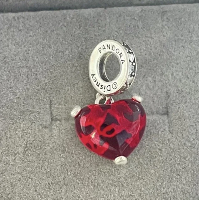 PANDORA DISNEY MICKEY/MINNIE Mouse Kiss Red Murano Glass Dangle Charm ...