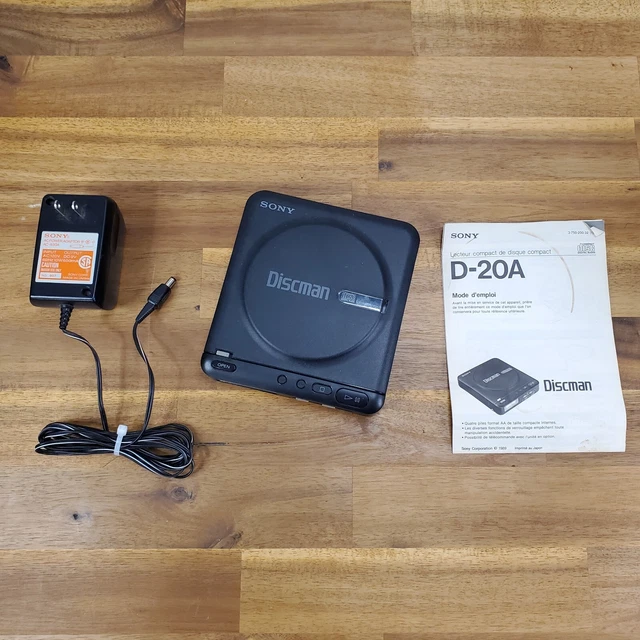 VINTAGE SONY DISCMAN D-20A CD Player & AC-930A Power Adapter - UNTESTED ...