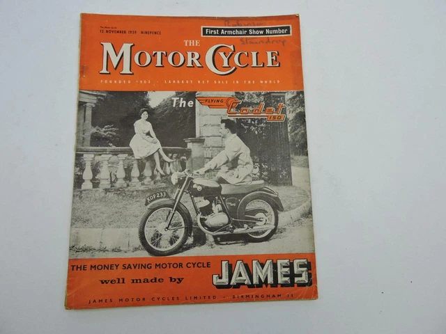 NOV 12 1959 The Motorcycle Magazine James Flying Cadet 150 Dunkley ...