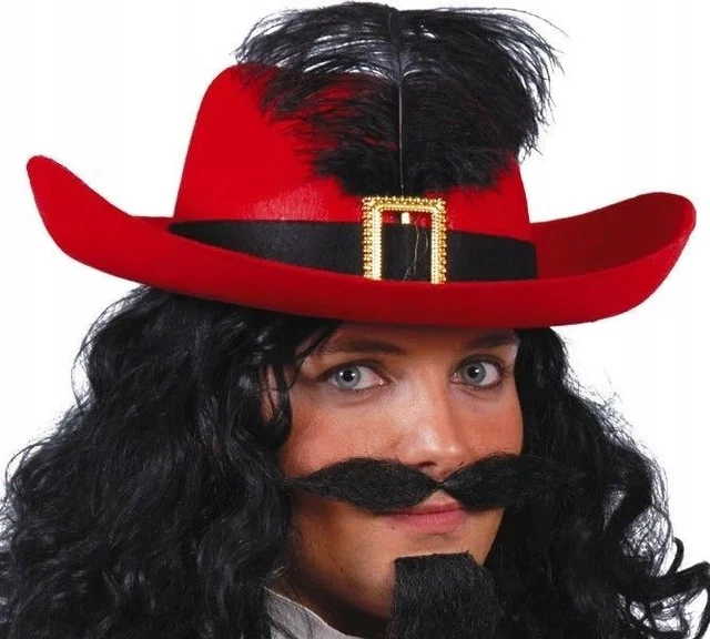 RED FELT MUSKETEER Hat Fancy Dress Carnival Puss in Boots Feather ...