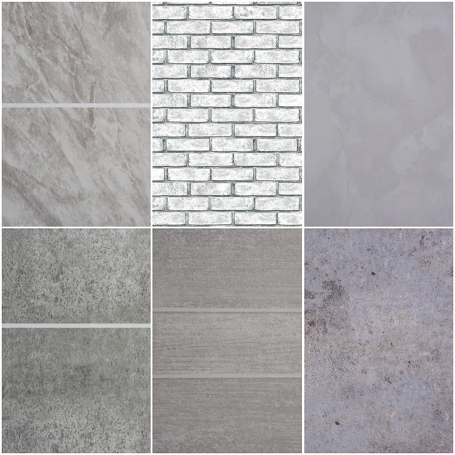 GREY BATHROOM 8MM Wall Panels PVC Cladding Shower Wet Wall Tile Marble ...