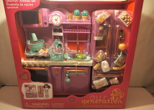 Our Generation Gourmet Kitchen Accessory Set For 18 Dolls Purple £123
