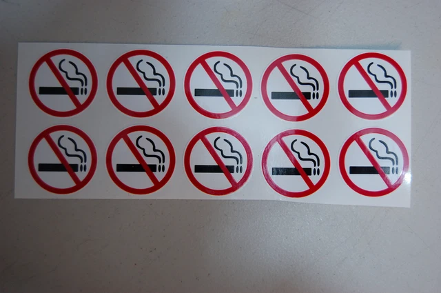 NO SMOKING ROUND vinyl decal stickers bulk packages window bus safety ...