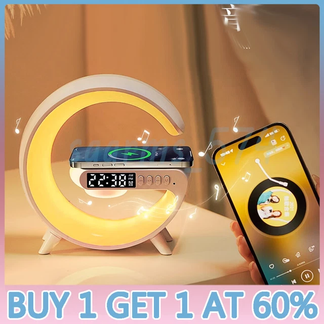 SMART G LAMP Wireless Charger Bluetooth Speaker RGB Alarm Clock Night ...