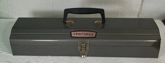 VINTAGE CRAFTSMAN CROWN Logo Tombstone Metal Tool Box Shallow Size made ...
