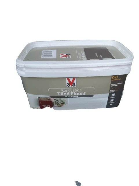 FLOOR TILED 3V3-MARBLE Paint 2li. No Under Coat need it. Chilli red ...