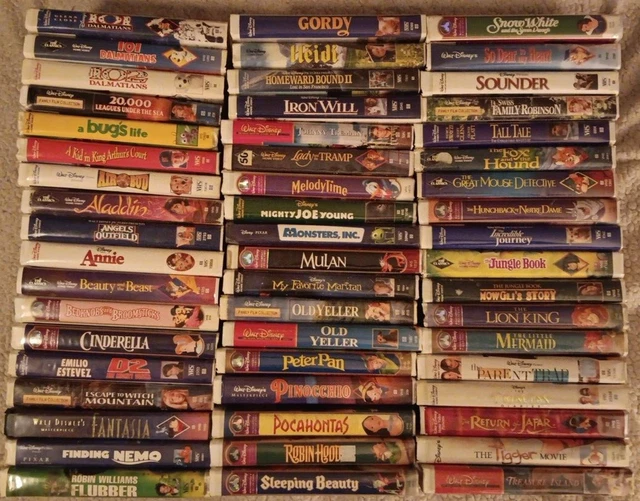 54 DISNEY VHS movies lot, includes 2 version of Old Yeller, See ...