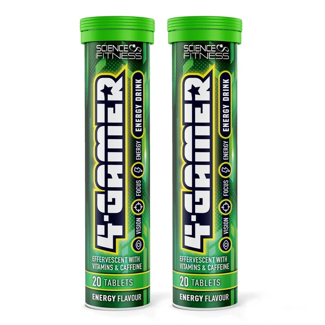 4 GAMER ENERGY Effervescent- Focus, Vision, Energy ( 20 Tablets per ...