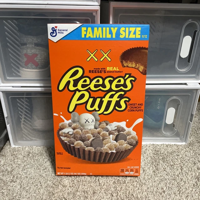 KAWS REESES PUFFS Family Size Cereal Box Limited Edition £11.38 ...
