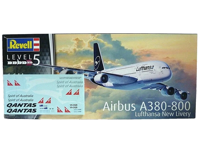 REVELL 03872 1:144 Airbus A380-800 Lufthansa New Livery + Qantas Decals ...