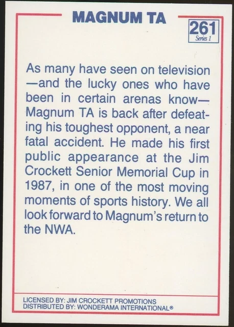 MAGNUM T.A. SIGNED 1988 Wonderama NWA #261 Autographed Card Terry Allen ...