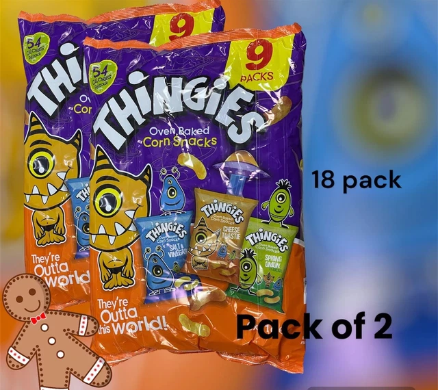 2 X 9 PACKETS OF THINGIES Various FLAVOUR CRISPS CORN SNACK salt cheese ...