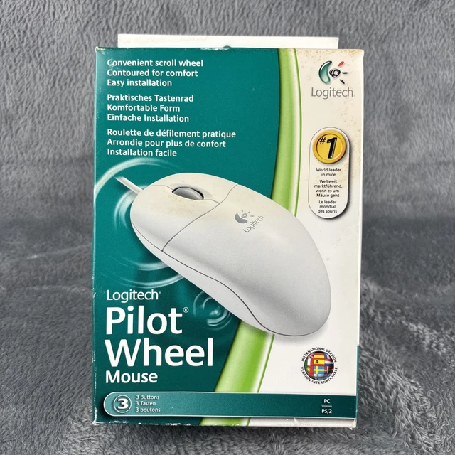 VINTAGE LOGITECH FIRST Pilot Wheel Mouse M-BE58 2 Button and Scroll ...