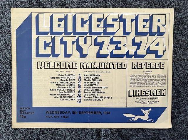 FOOTBALL PROGRAMME - Leicester City v Manchester Utd - Div One - 5th ...