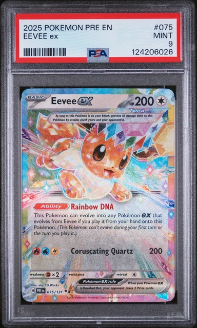 EEVEE EX 2025 Pokemon Pre En-Prismatic Evolutions #075 PSA 9 £37.12 ...