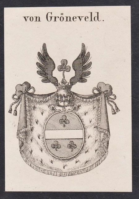 GRÖNEVELD WAPPEN COAT of arms heraldry Heraldik Genealogie Kupferstich ...