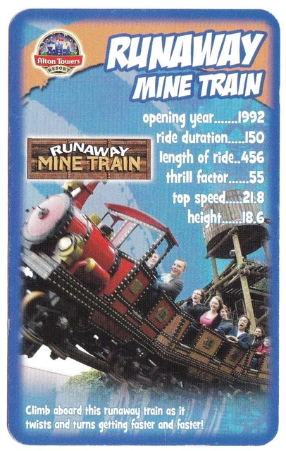 RUNAWAY MINE TRAIN - Alton Towers Resort - Thrill Rides, Rare Top ...