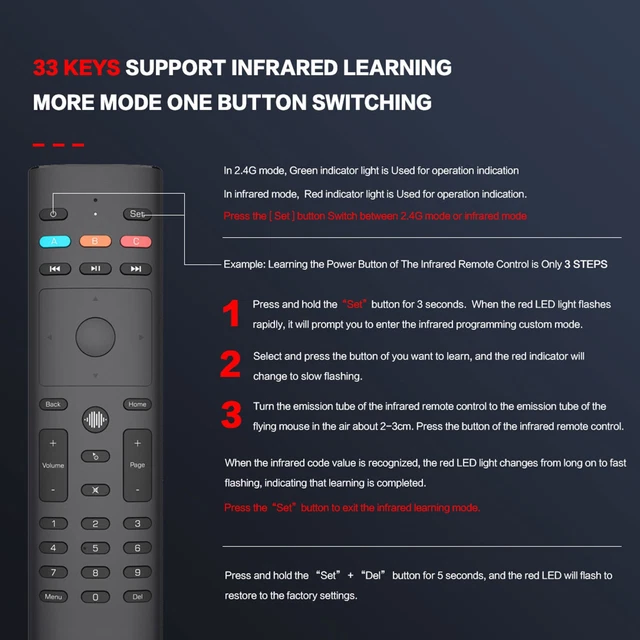 2.4G WIRELESS VOICE Remote Control Mouse With 6 Axis Gyroscope Sensor ...