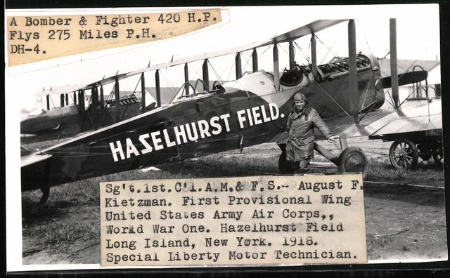 FOTOGRAFIE BRITISCHER KAMPFBOMBER Airco DH.4, Kennung Haselhurst Field ...