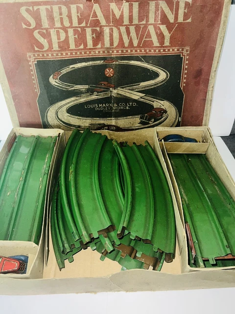 VINTAGE LOUIS MARX STREAMLINE SPEEDWAY Tinplate Windup Clockwork Car ...