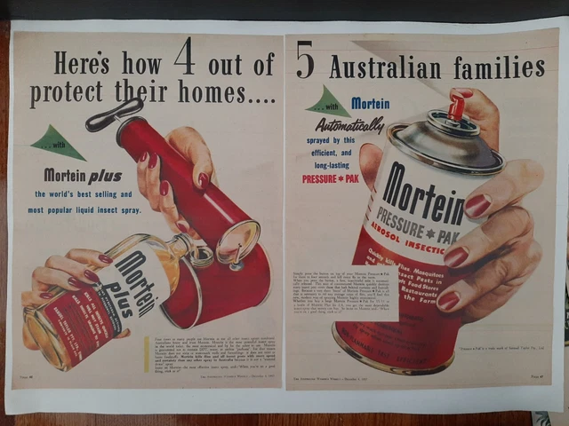 VINTAGE AUSTRALIAN ADVERTISING 1973 ad MORTEIN FLY INSECT SPRAY can art ...