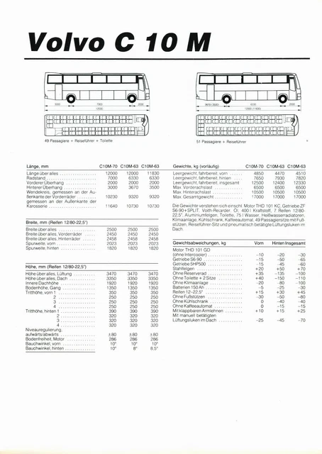 VOLVO C10M BROCHURE datasheet 1984 German bus data sheet buses £14.62 ...
