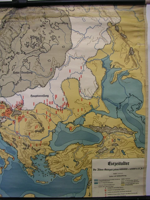 BEAUTIFUL OLD SCHULWANDKARTE Ice Age Vintage Wall Map ~ 1934 126x96cm £ ...