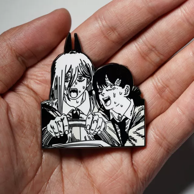 Rare Anime Chainsaw Man Power And Denji Enamel Lapel 2 Pin Metal Badges