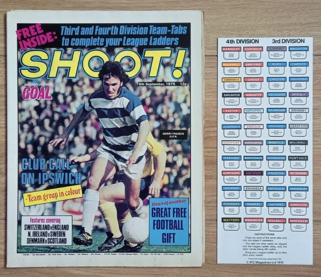 SHOOT MAGAZINE + FREE GIFT LEAGUE LADDER TABS 3rd & 4th DIVISION ...