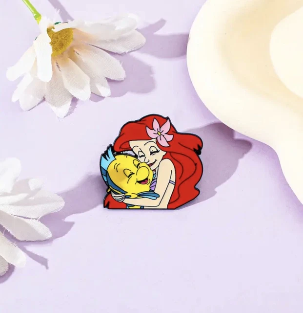 DISNEY'S PRINCESS ARIEL The Little Mermaid Cuddling Flounder Enamel Pin ...