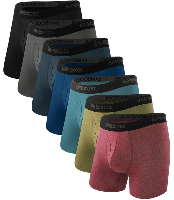 BAMBOO COOL MENS Underwear Breathable Boxer Briefs Fly Moisture-Wicking ...