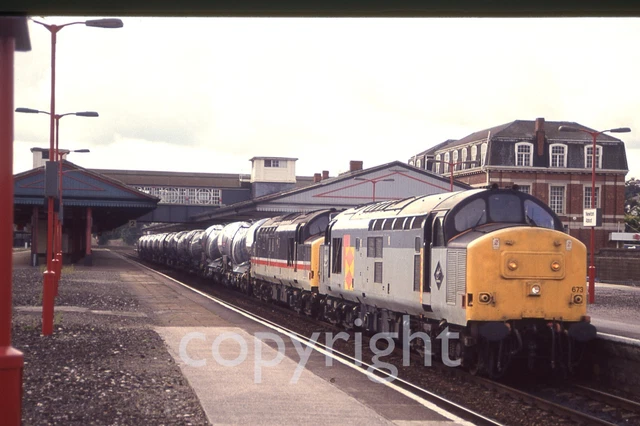ORIGINAL DIESEL 35MM Railway Slide 37673/37416 Newton Abbot Heathfield ...