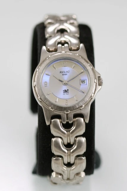 RELIC WET WOMEN Watch Silver Stainless Steel WR 50m Date Battery Blue ...