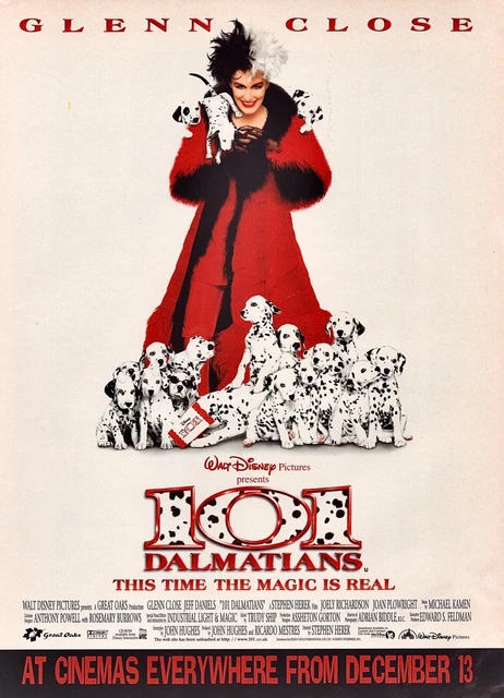1997 WALT DISNEY 101 DALMATIANS Movie Promo Glenn Close 1-Pg MAGAZINE ...
