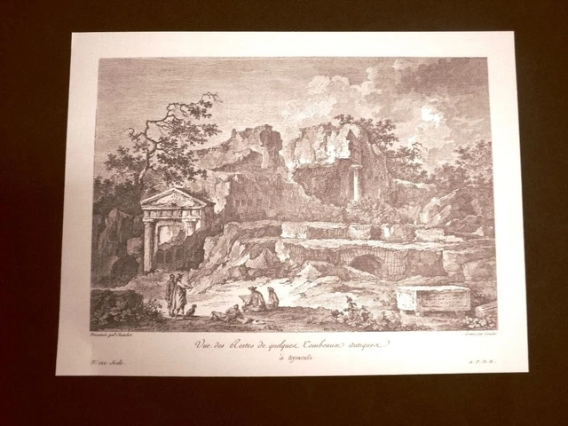 VEDUTA DEI RESTI di un'antica tomba presso Siracusa Sicilia Litografia ...