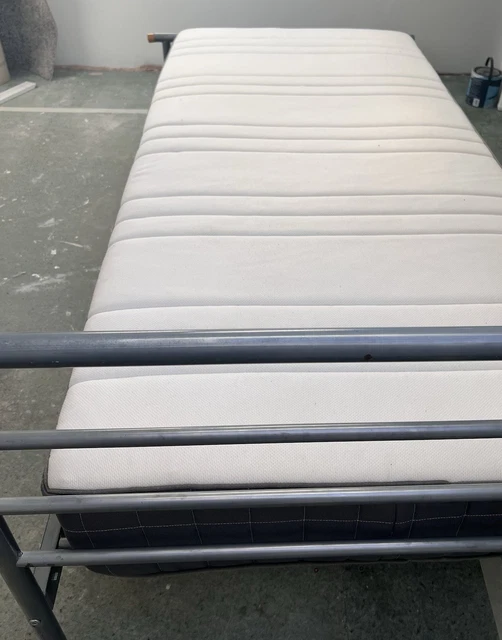 SINGLE BED, METAL Frame & Perfect Condition Ikea Mattress, Worth £200 £ ...
