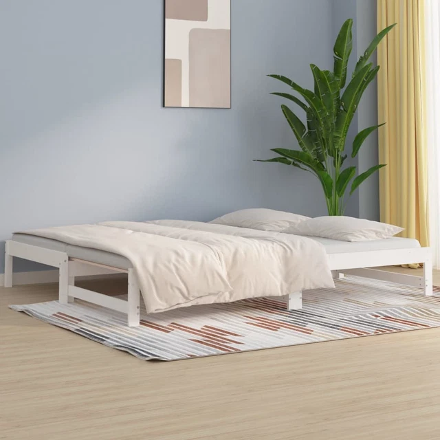 DAYBED PULL-OUT SOLID Pinewood White 80x200cm Slatted Guest Sofa ...