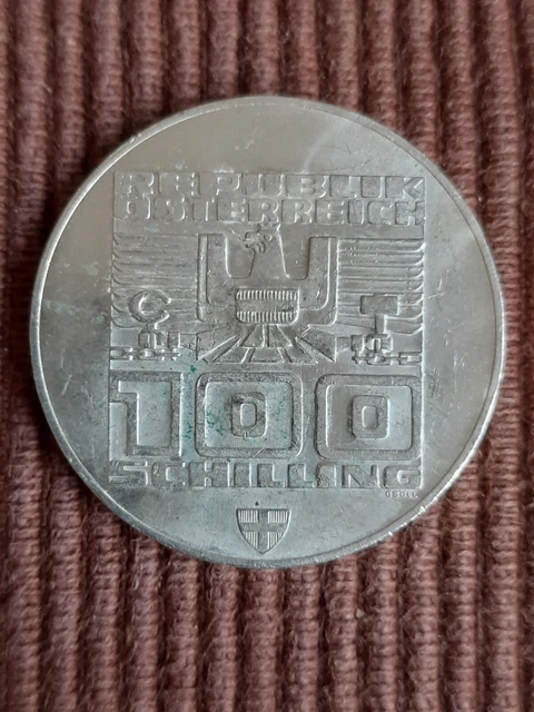 ÖSTERREICH 100-SCHILLING SILBER-GEDENKMÜNZE, Olympische Spiele 1976 (Skifahrer) EUR 29,00 ...