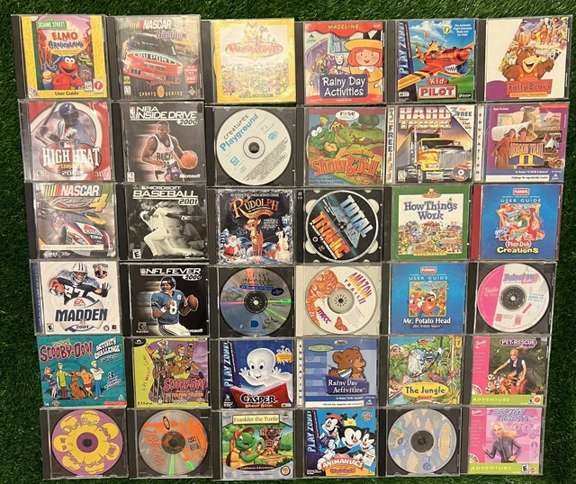 HUGE LOT OF 36 Computer PC CD-Rom Games Mixed Lot 90's 2000's Learning ...