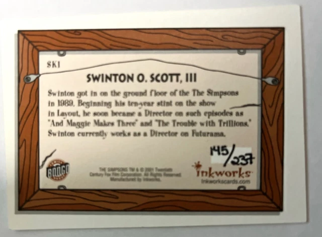 SIMPSONS INKWORKS SK1 Apu Nahasapeemapetilon SWINTON O. SCOTT III ...