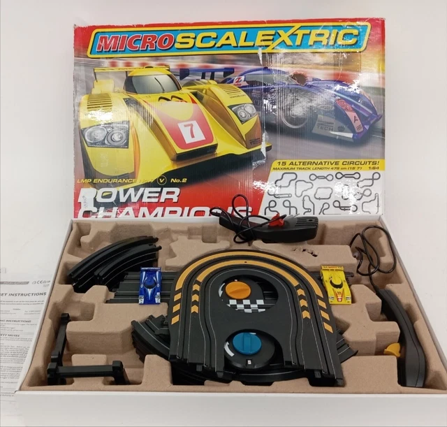 MICRO SCALEXTRIC POWER Champions Boxed Set No Power Adaptor Slot Car ...